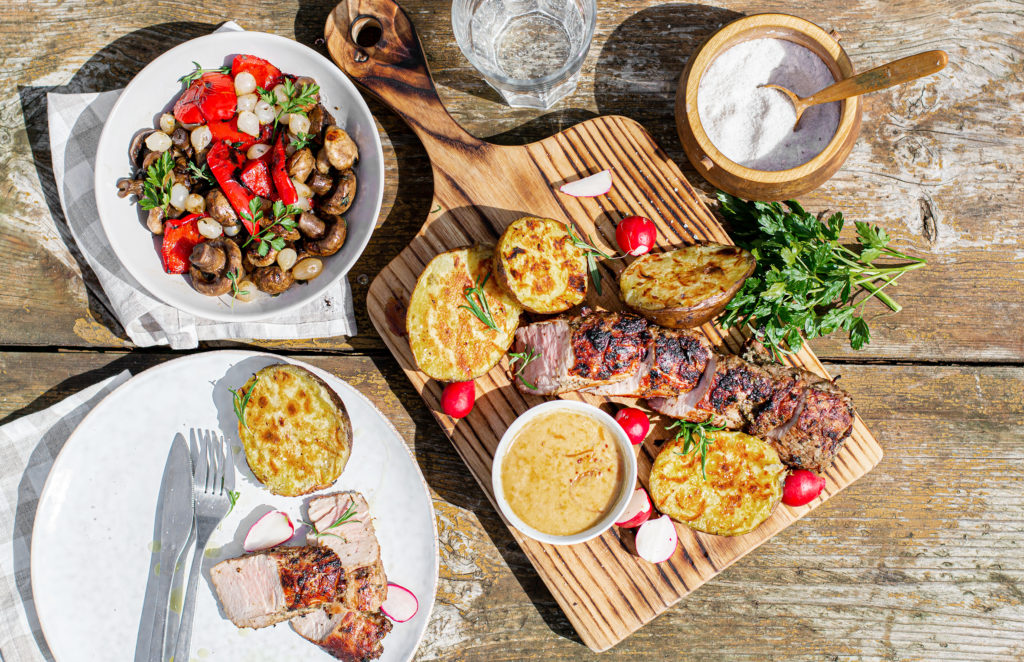 GRILL KIAULIENOS IŠPJOVA / ALAUS PADAŽAS / DARŽOVĖS – 2 virėjai